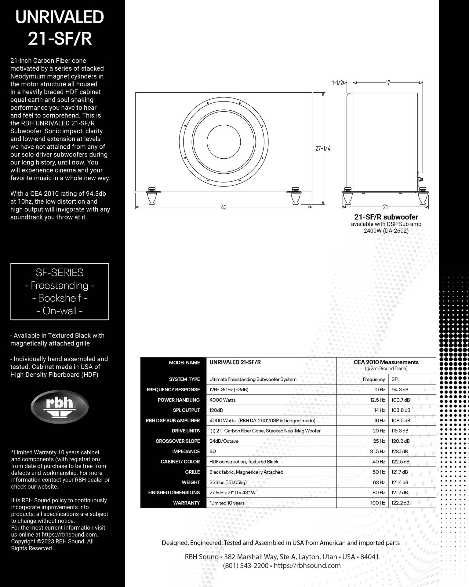 UNRIVALED 21-SF/R | RBH Sound UNRIVALED 21-SF/R | RBH Sound